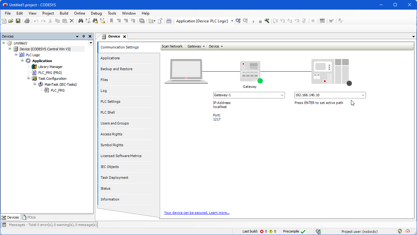 Connect to your machine using CODESYS