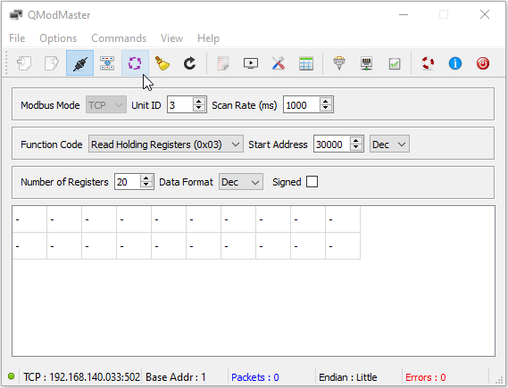 Troubleshooting Modbus by testing with QModMaster