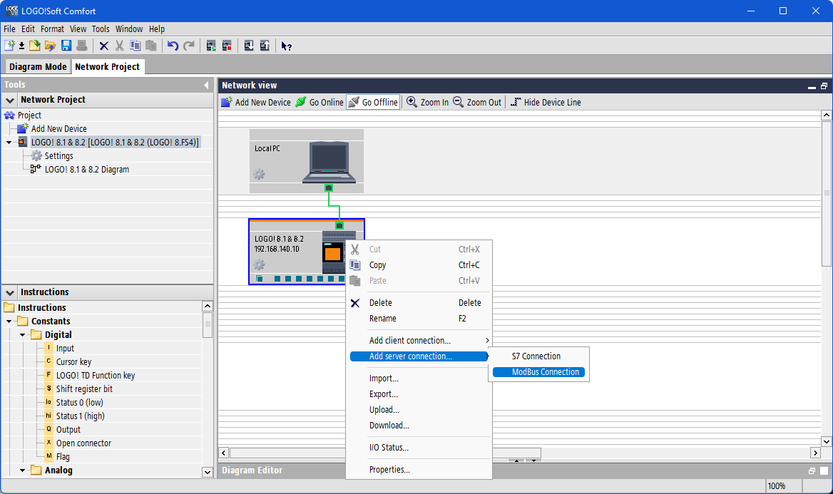 Set up a data source for Modbus TCP