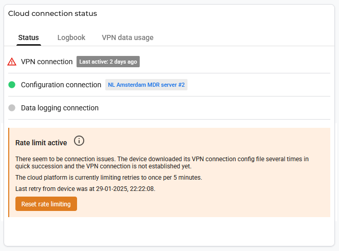 Error: “Rate limit active” or “Device is blocked”